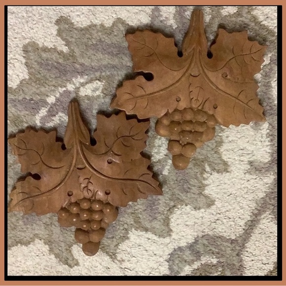 Other | Architectural Wood Carvings Grapes Grape Leaf Carvings 2 Pc ...